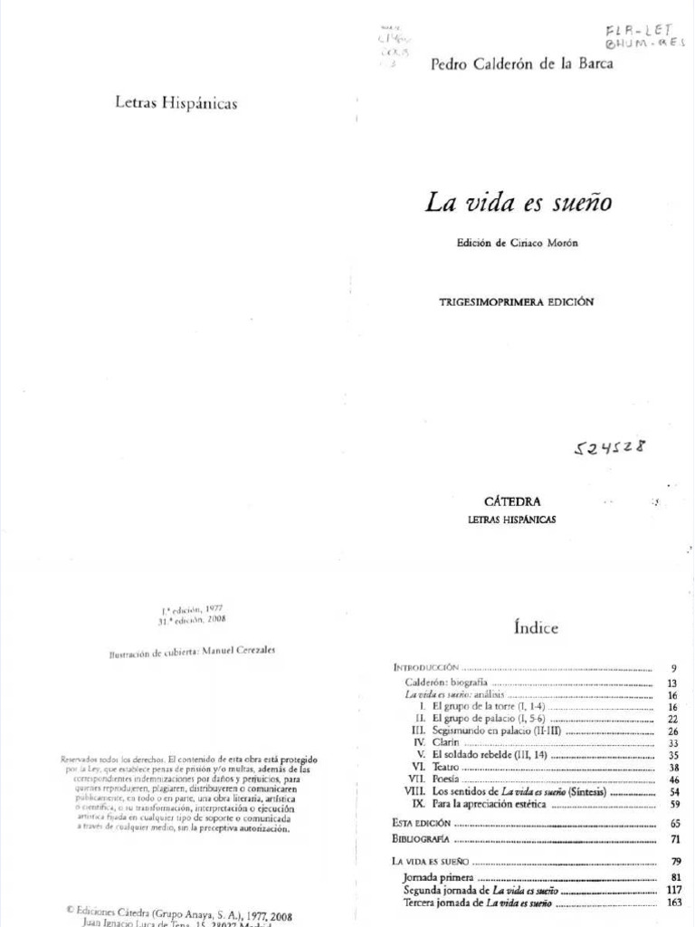 La Vida Es Sueño-Catedra | PDF