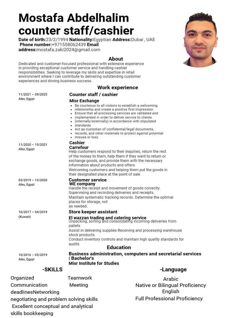 Mostafa Abdelhalim -Counter Staff | PDF | Business