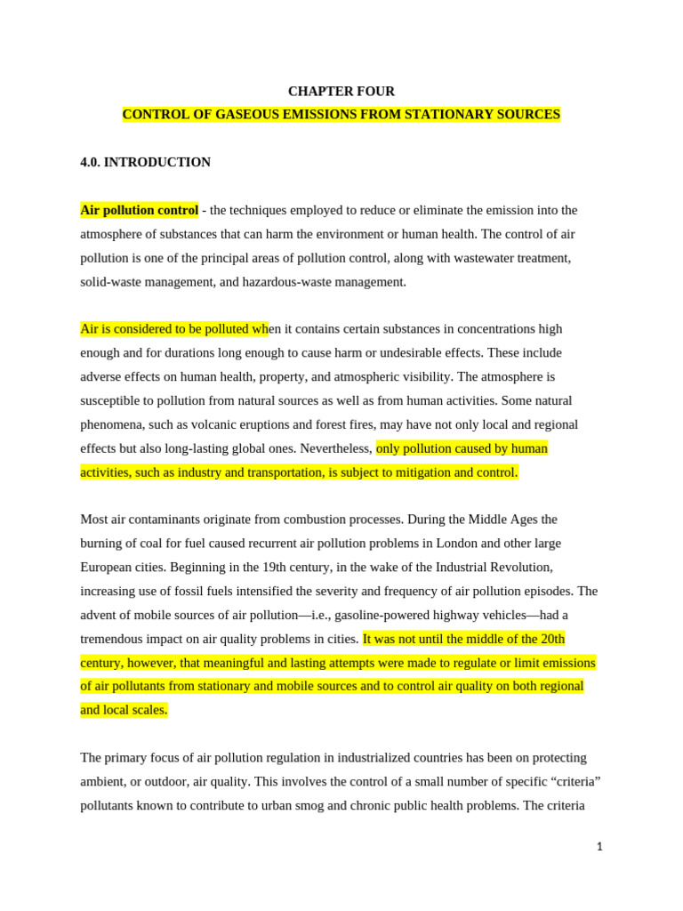 Notes 2-Control of Air Pollution | PDF | Air Pollution | Combustion