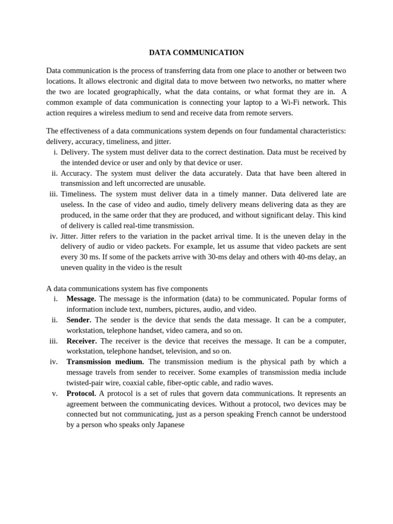 Lecture 2 Data Communication | PDF | Duplex (Telecommunications) | Transmission Medium