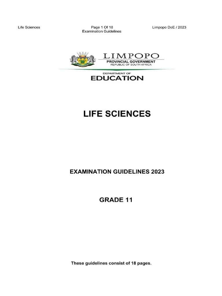 GR 11 Life Sciences Exam Guidelines | PDF