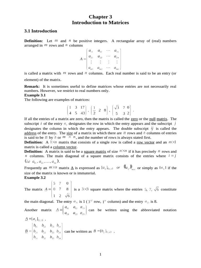 Chapter 3 - Matrix Algebra | PDF | Matrix (Mathematics) | Determinant