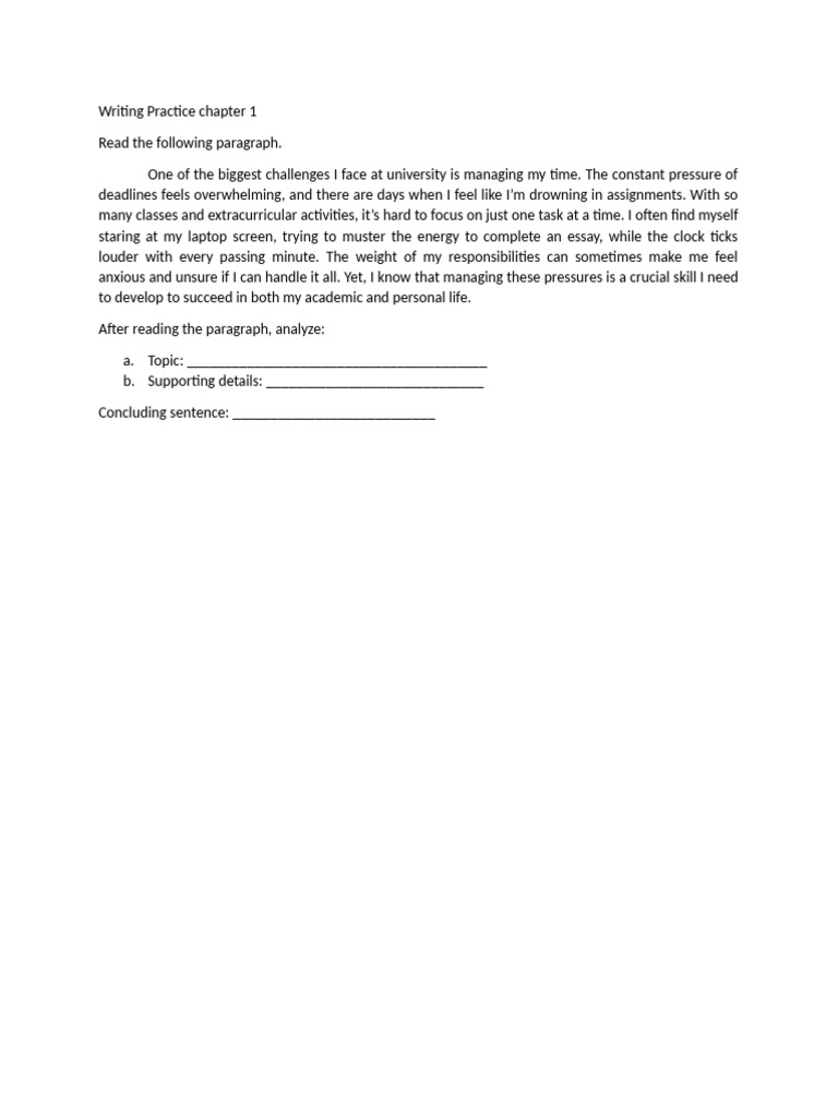 Writing Practice Chapter 1 | PDF | Self-Improvement