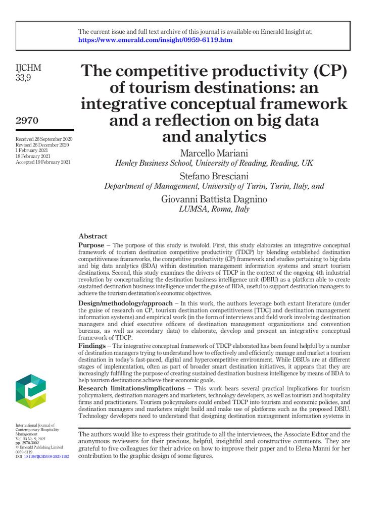07-1 The Competitive Productivity (CP) of Tourism Destinations An ...