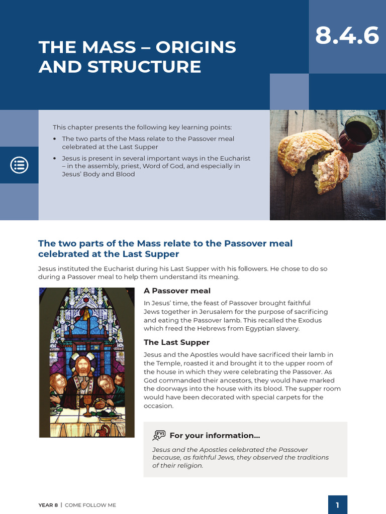8.4.6 The Mass - Origins and Structure | PDF | Eucharist | Last Supper