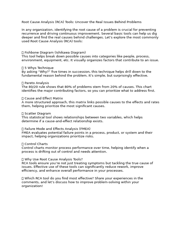 Root Cause Analysis | PDF