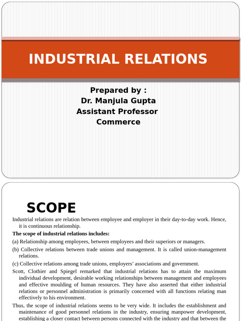 Industrial Relations: Scope and Objectives | PDF | Employment | Human ...