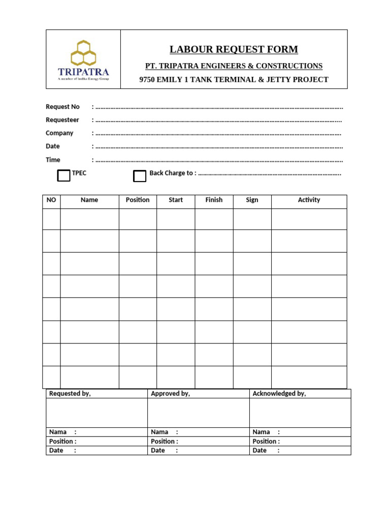 Labour Request Form | PDF