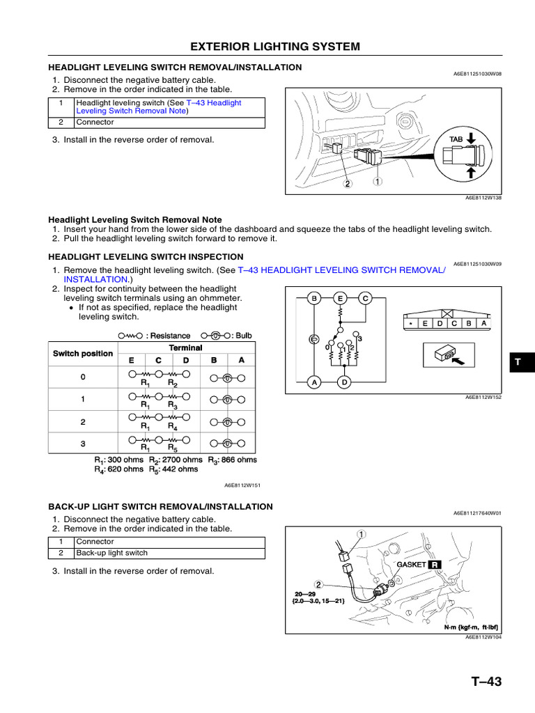 Backup Light Switch | PDF