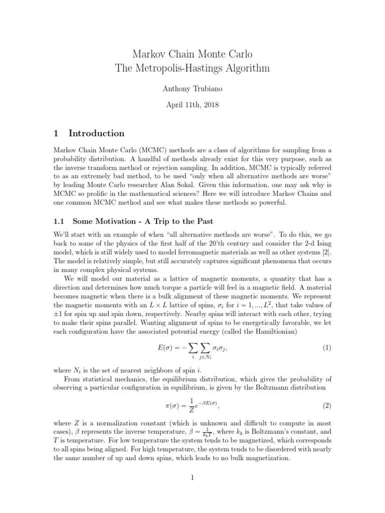 AnthonyTrubiano WrittenAndOral | PDF | Markov Chain | Monte Carlo Method