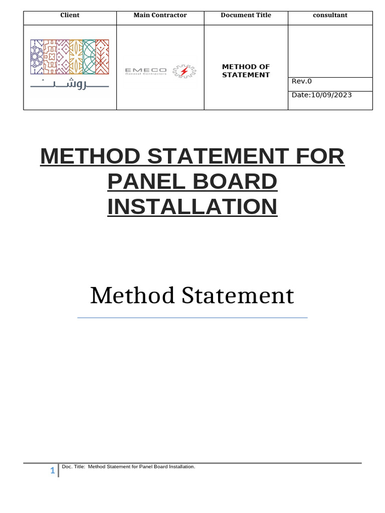 MOS For Panel Board Instalaltion | PDF | Electrical Wiring ...