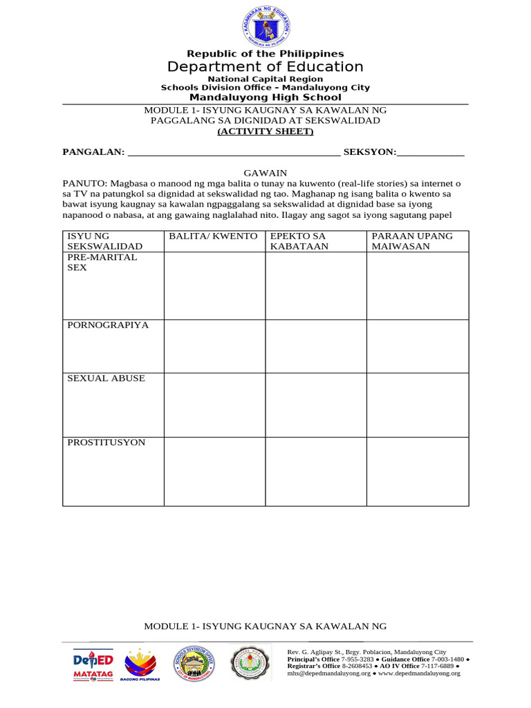 Grade10 Esp Module 1 | PDF
