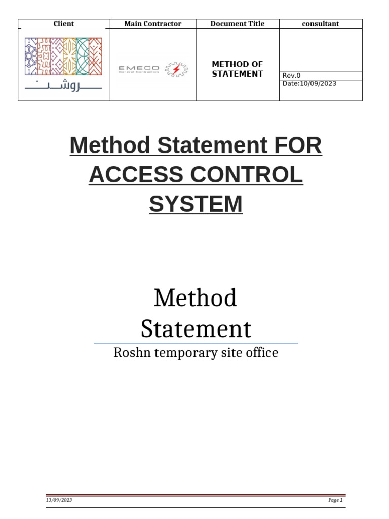 MOS For Access Control System | PDF | Electrical Wiring | Emergency