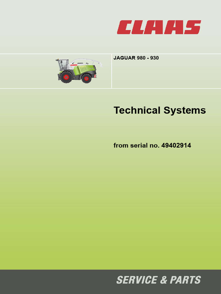 Claas Jaguar 980 970 960 950 940 930 Technical Systems (From Serial No ...