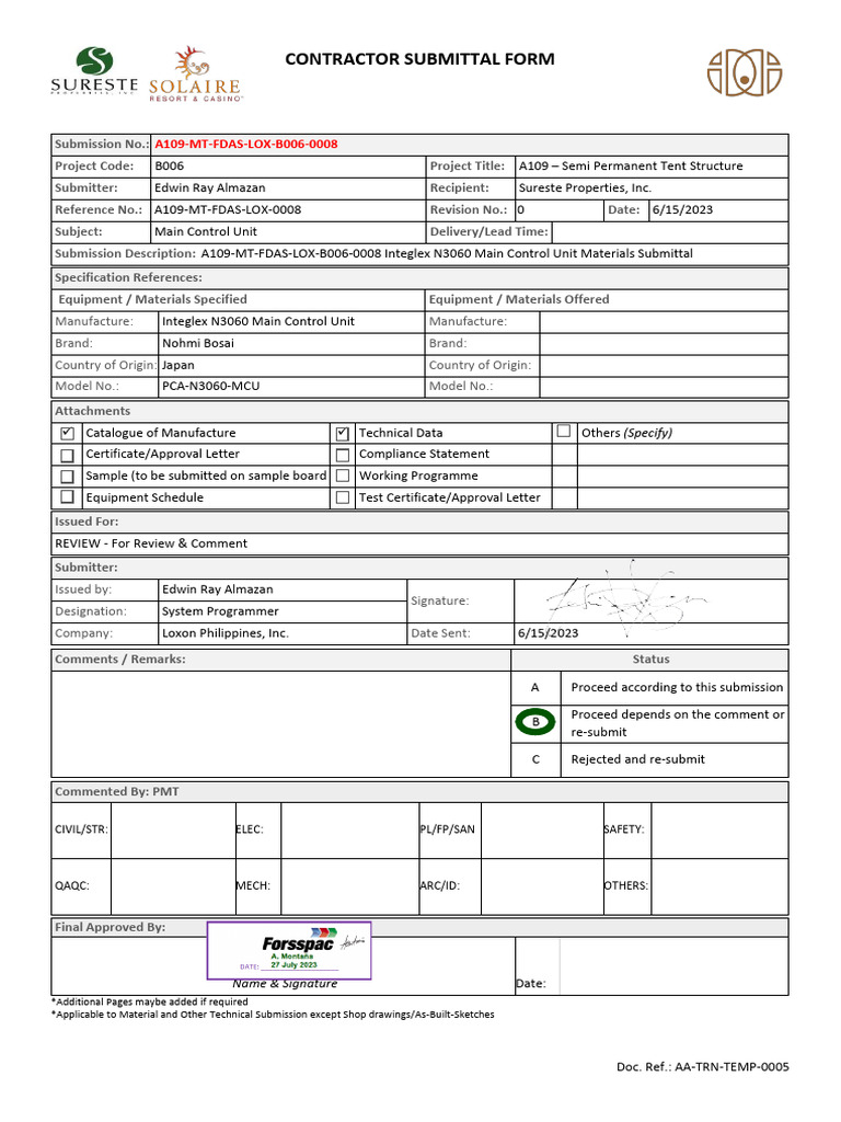 A109 MT Fdas Lox b006 0008 Pca n3060 Mcu Main Control Unit Signed 0 ...