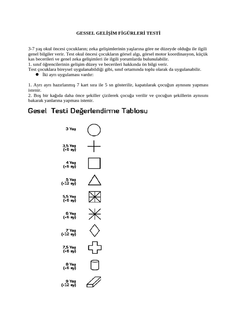 Gessel Gelisim Figurleri Testi | PDF