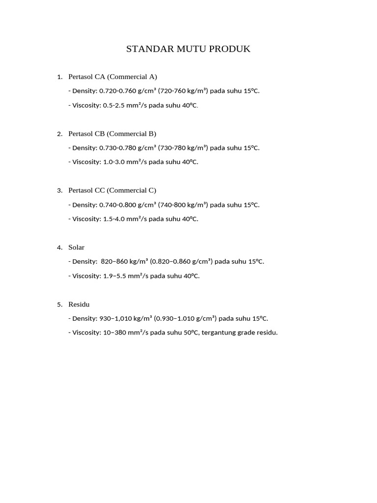 Standar Mutu Produk | PDF