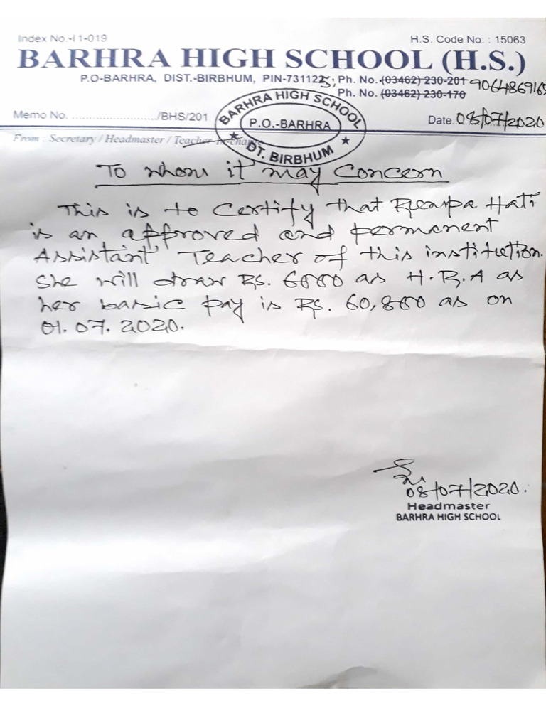 HRA Declaration - Rumpa HMof LCM | PDF