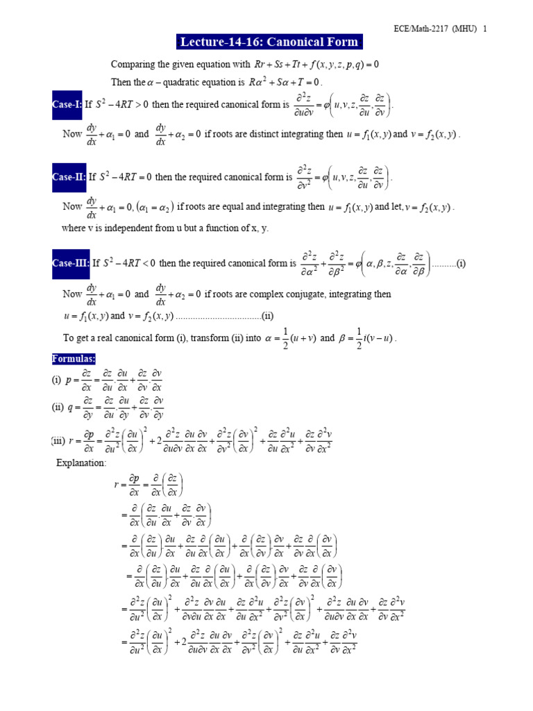 Canonical Forms of PDEs and Solutions | PDF | Partial Differential ...