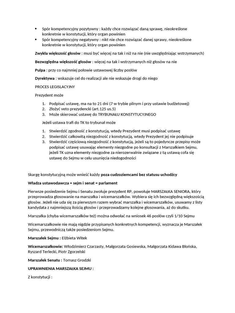 Konstytucja Dodatek Notatki | PDF