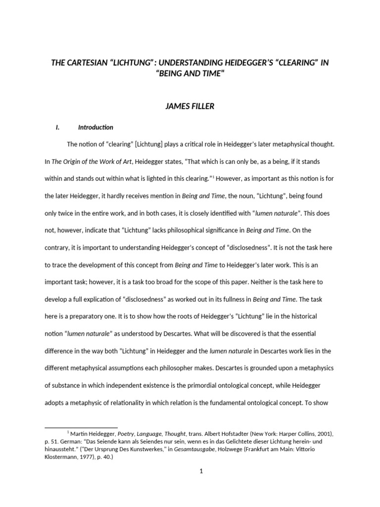 Heidegger's Clearing and Descartes' Light | PDF | Deductive Reasoning ...
