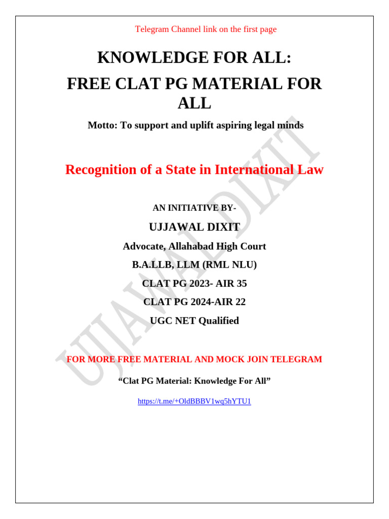 State Recognition in International Law | PDF | Sovereign State ...