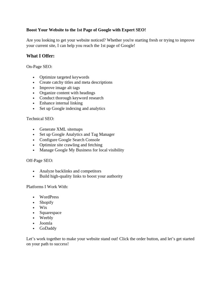 SEO Services Gig Description | PDF