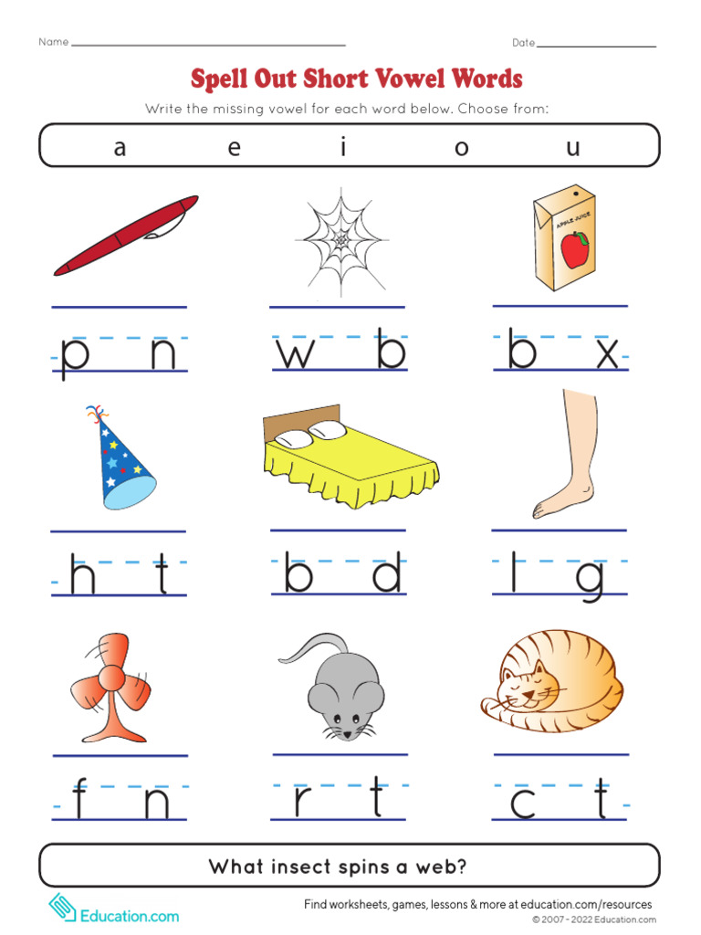 Spell Out Short Vowel Words 2018 | PDF