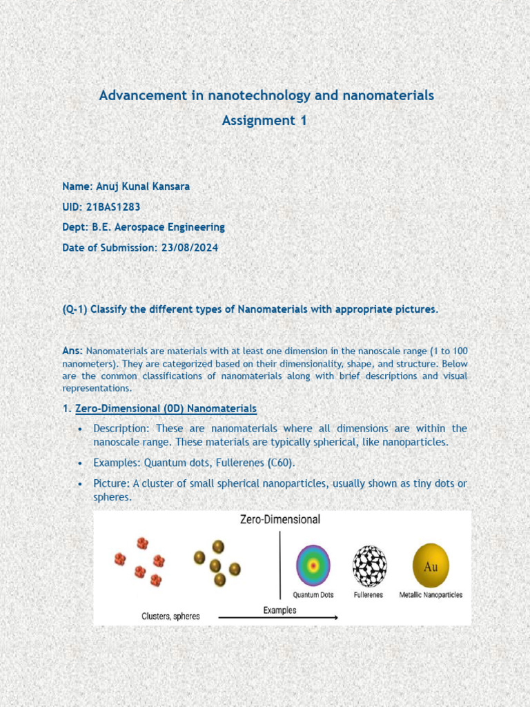 Types and Applications of Nanomaterials | PDF | Nanomaterials | Laser