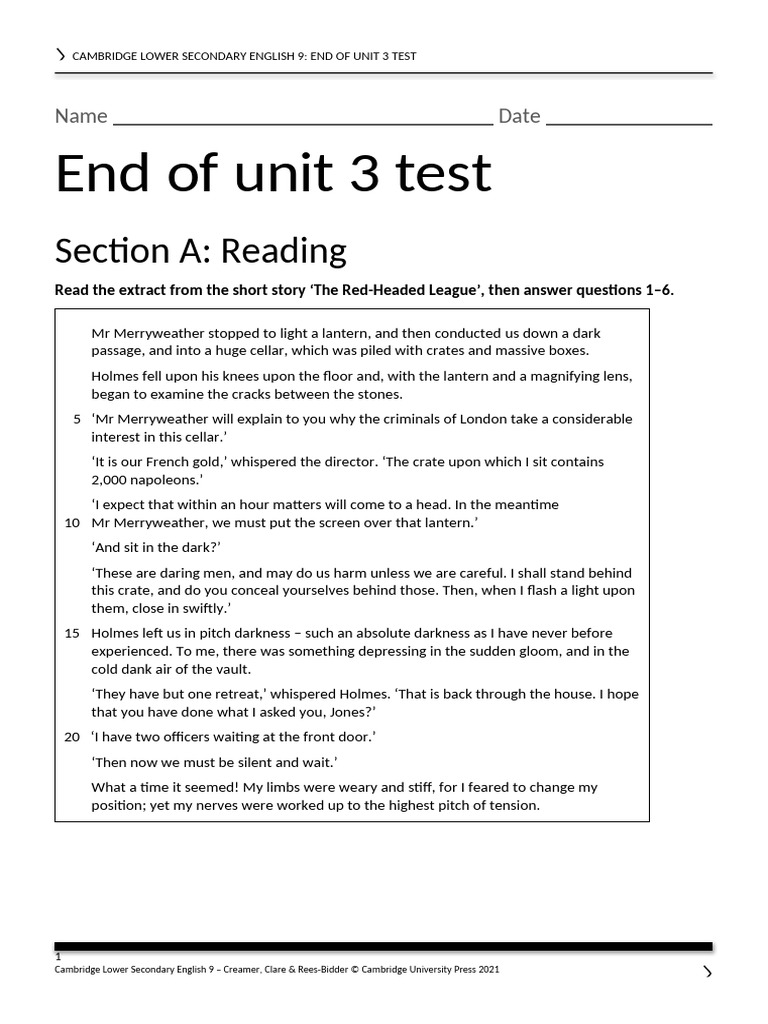 English Test for Secondary Students | PDF