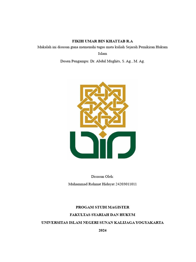 Fikih Umar Bin Khattab: Metodologi dan Dasar Hukum | PDF