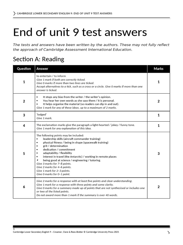 LS English 9 Unit 9 Test Answers Editable | PDF | Sentence (Linguistics ...
