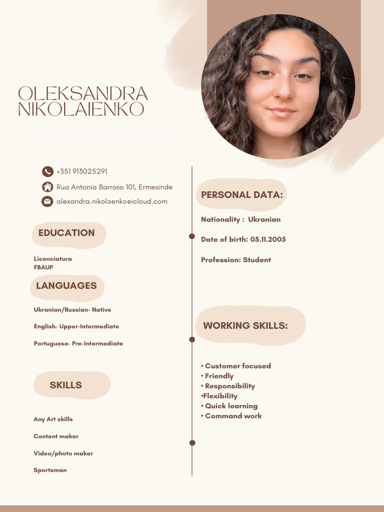 CV Oleksanda Nikolaienko | PDF