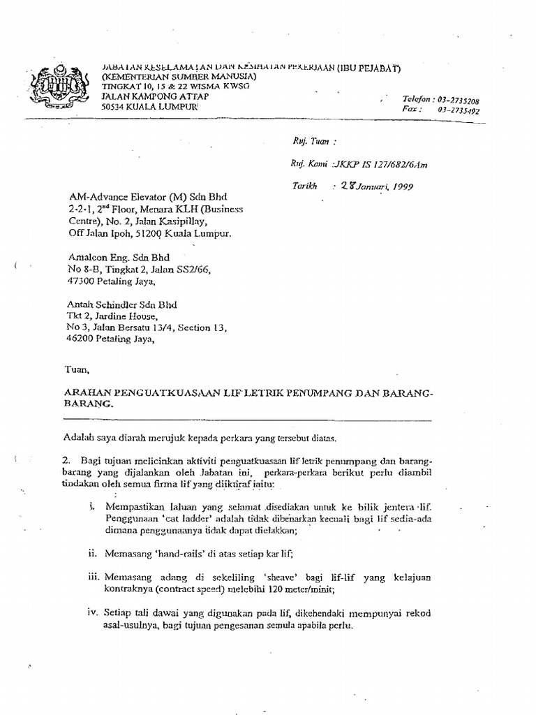 JKKP Directive No. 1 - 1999 | PDF