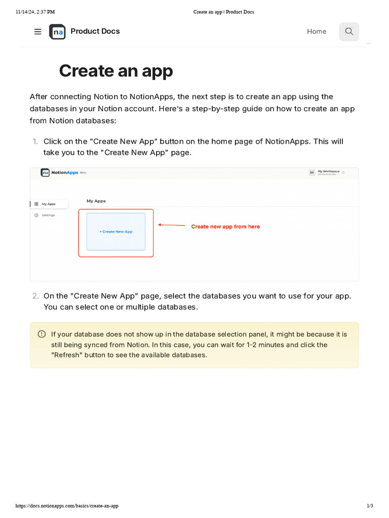 Create An App - NotionApps Product Docs | PDF | Business | Computers