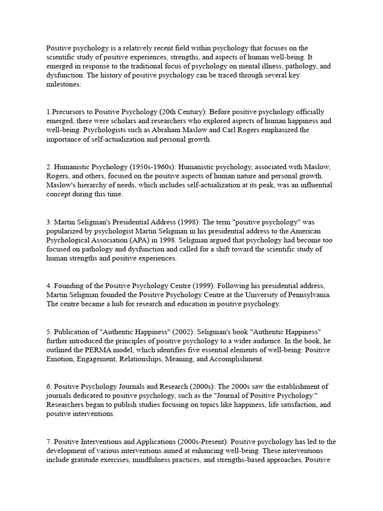 History Introduction Positive Psychology | PDF | Positive Psychology ... History Introduction Positive Psychology | PDF | Positive Psychology ...