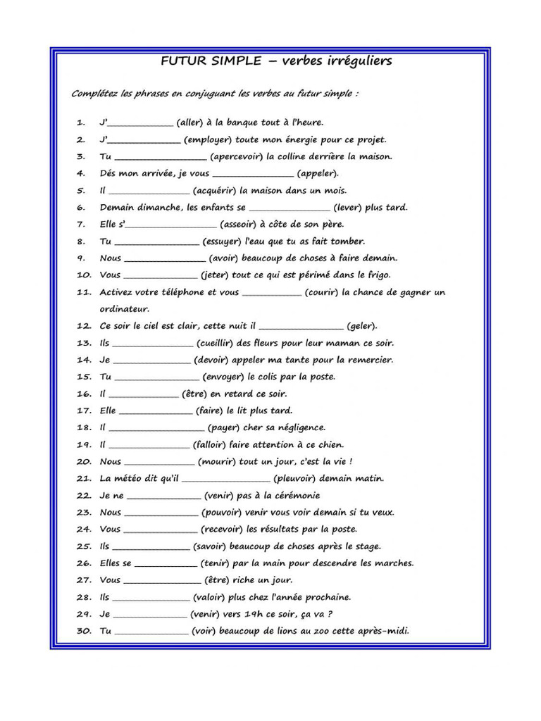 Le Futur - Le Verbe Irrégulier | PDF