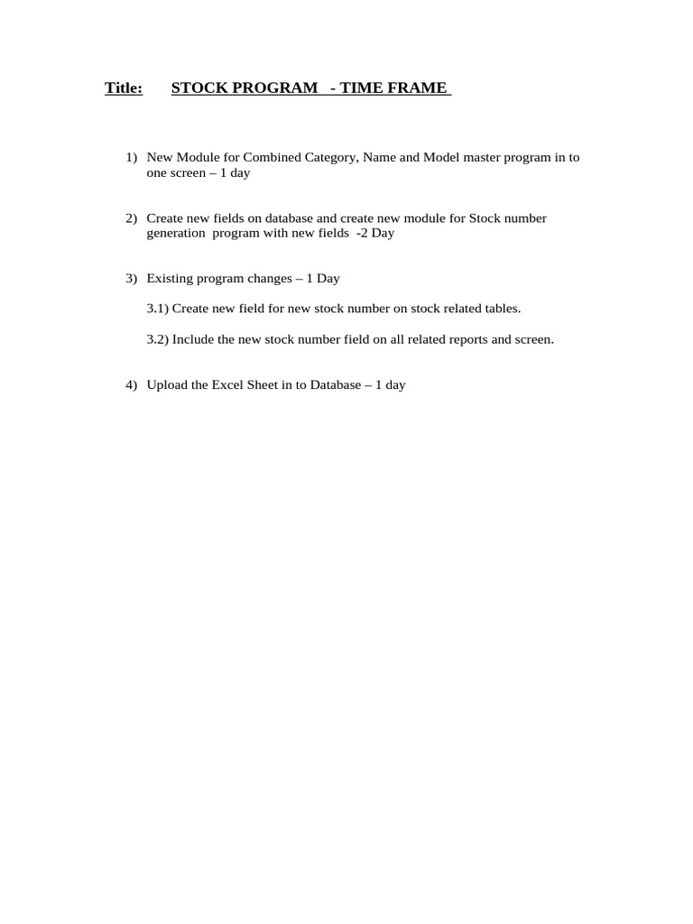 Stock Program - Time Frame | PDF
