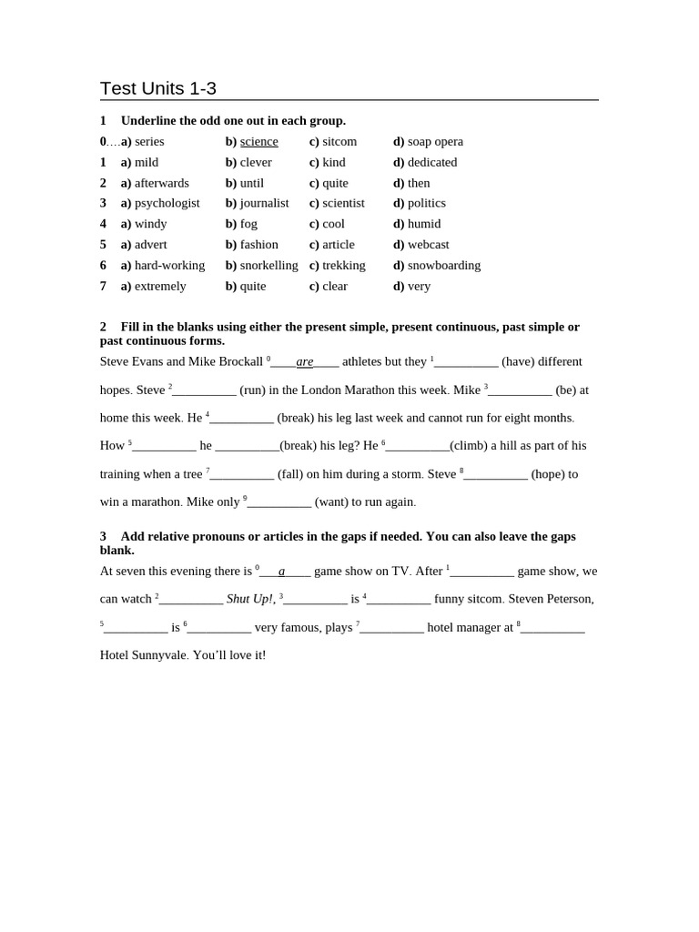 Progress Test Units 1 To 3A | PDF