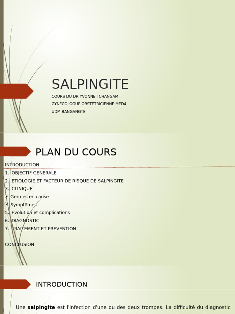 Salpingite aiguë : diagnostic et traitement | PDF | Infection ...