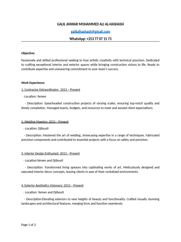 CV - Galil Anwar Mohammed Ali Al-Hashash | PDF