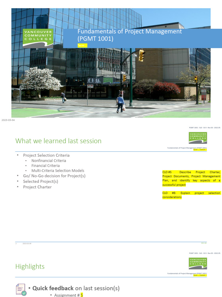 PGMT 1001 Fundamentals of Project Management - Session 9 | PDF | Agile ...