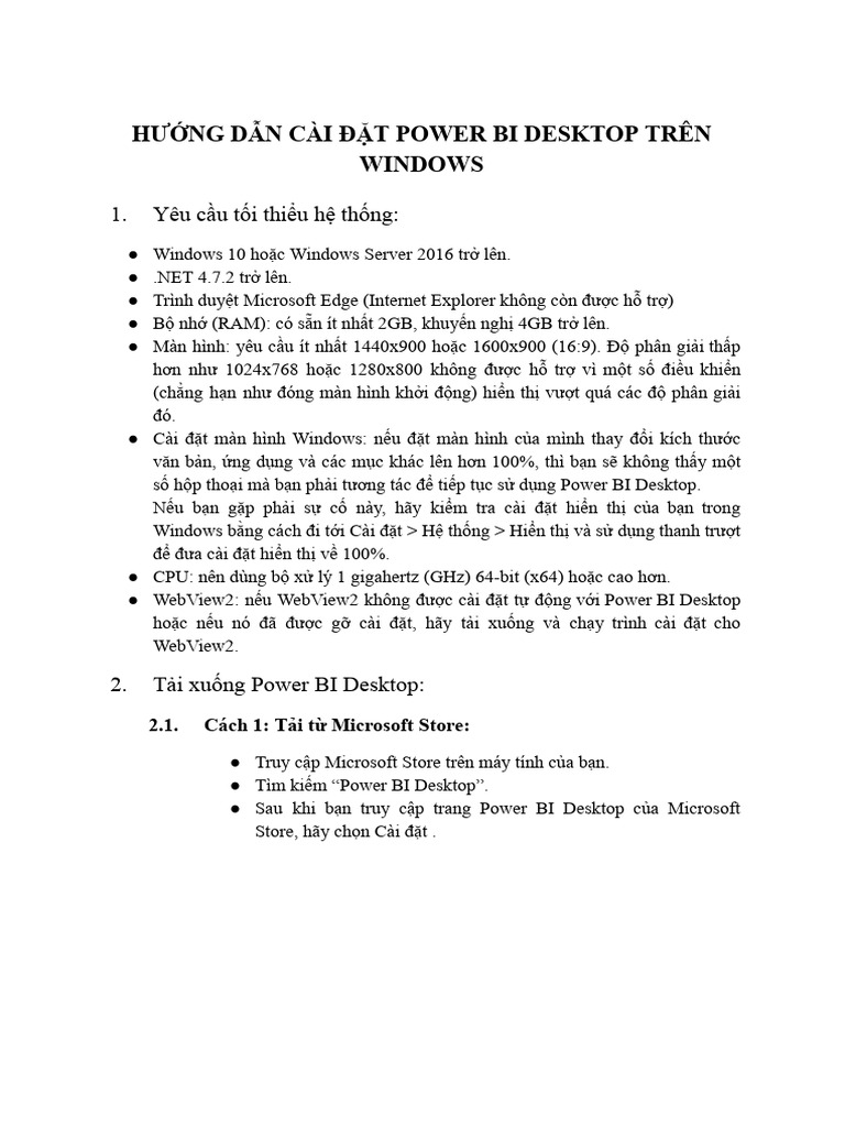 PowerBI Desktop Installation Windows Instructions | PDF