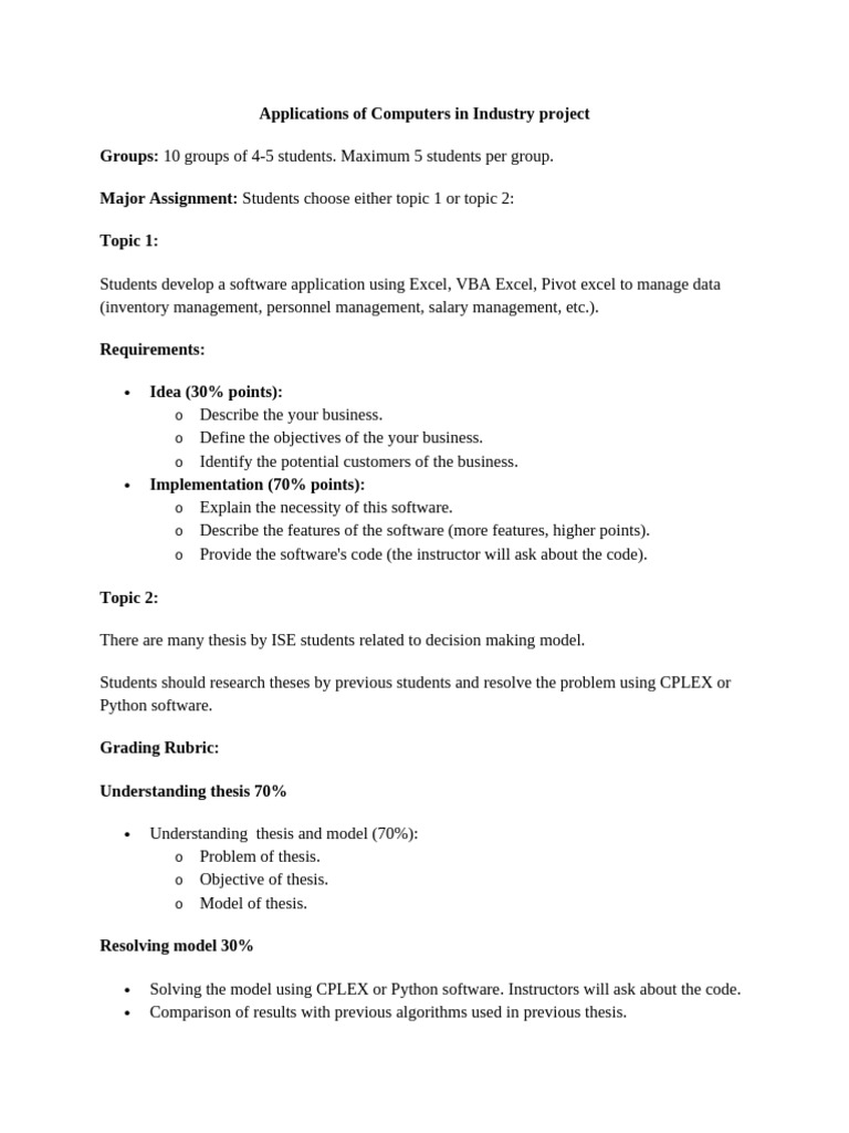 Apply Computer in Industry Project | PDF