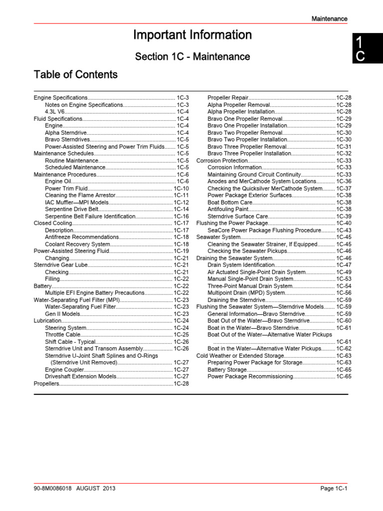 Important Information: Section 1C - Maintenance | PDF | Belt ...