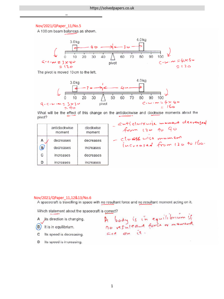 2021 N Turning Effect Igcse - Solved | PDF | Business