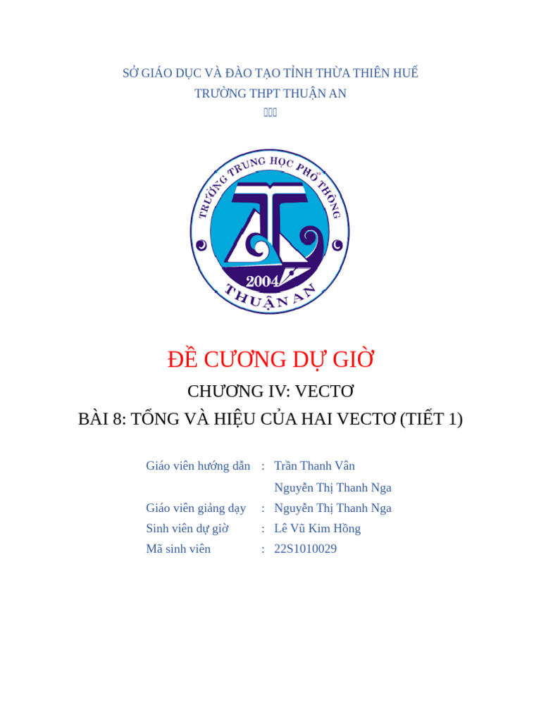 Tổng Và Hiệu Hai Vecto (Tiết 2) | PDF