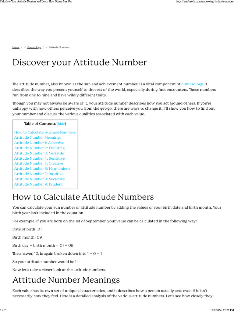 Discover Your Attitude Number | PDF | Self-Improvement