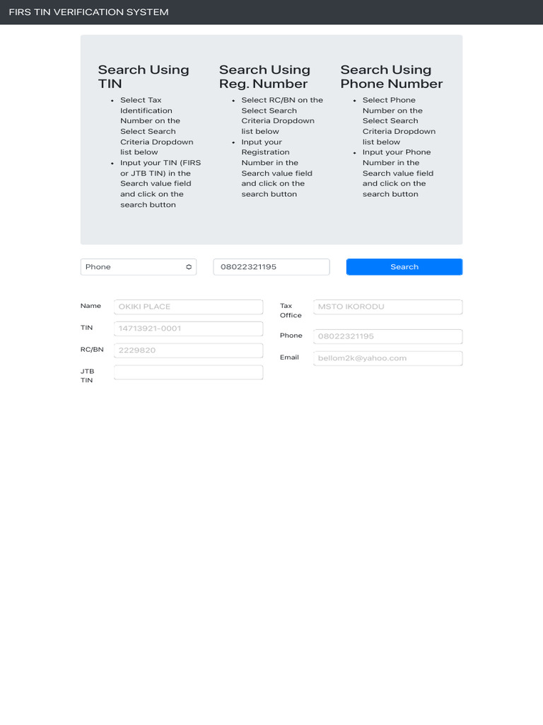 Firs Tin Verification | PDF