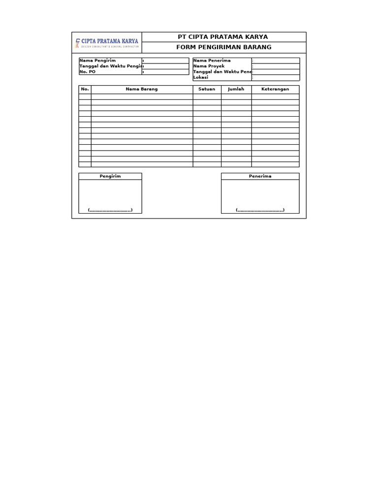 Form Pengiriman Barang Ke Proyek | PDF